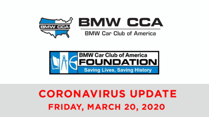 Updated BMW CCA Coronavirus Statement - BimmerLife